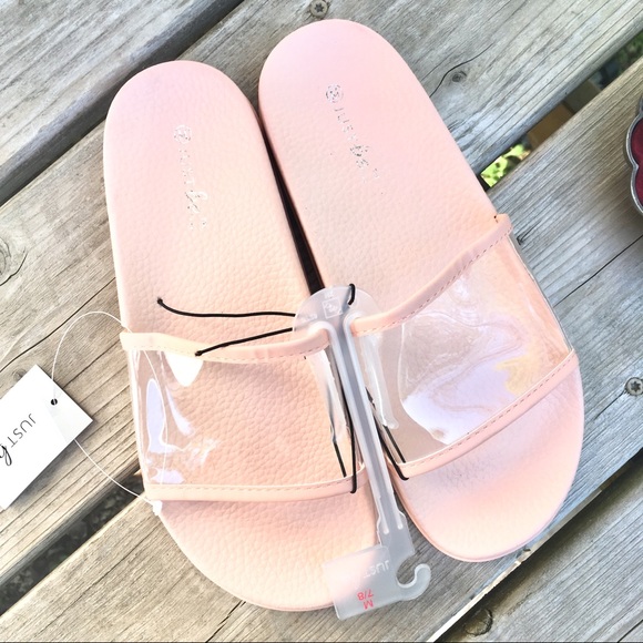 Just Be... | Shoes | Nwt Pink Clear Plastic Slides | Poshmark